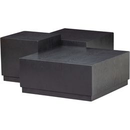 Beistelltisch Woood "Pim 3-tlg. aus MDF, stapelbar 40x40 / 55x55 / 70x70 cm", schwarz, B:70cm H:30cm T:70cm, Tische, Beistelltisch, Drei Einheiten ineinander stapelbar, Hohlkonstruktion, schutzlackiert