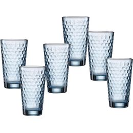 Ritzenhoff & Breker Longdrinkglas RITZENHOFF & BREKER "Favo, 6-teilig", blau, H:14,2cm &Oslash;:8,4cm, Glas, Trinkgef&auml;&szlig;e, 6er Set, je 350 ml