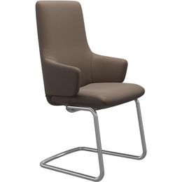 Polsterstuhl stressless "Laurel", braun (mole batick, chrom gl&auml;nzend), B:58cm H:105cm T:60cm, Leder BATICK: BATICK ist ein leicht korrigiertes, durchgef&auml;rbtes und genarbtes M&ouml;belleder, bei dem die meisten Unebenheiten und Spuren in der Regel entfernt wurden., St&uuml;hle, Polsterstuhl, High Back mit Armlehne, Gr&ouml;&szlig;e L, mit Beinen aus Stahl in Chrom