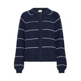 Strickjacke Fransa "Strickjacke FRKENDRA", Damen, Gr. L, blau (night skye mix), Obermaterial: 53% Polyester PES. 39% Polyacryl PAN. 5% Wolle mw. 3% Elasthan EL., Strickjacken Strickjacke