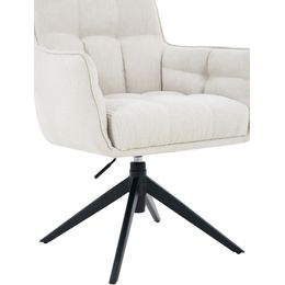 Drehstuhl Hela "POMBA", beige (beige, schwarz, beige), B:61cm H:88,5cm T:65cm, Metall, Polyester, Stoff, St&uuml;hle, Drehstuhl, 360 drehbar, h&ouml;henverstellbar, Federkorb, Armlehnen, 140kg belastbar