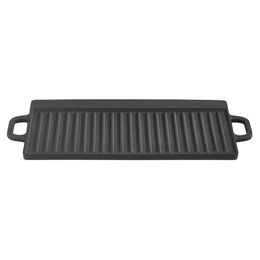 Grillplatte GSW "Black Iron BBQ", schwarz, B:23cm H:2cm L:42cm, Gusseisen, Grillroste, Gusseisen Grillplatte zur Anwendung auf dem Grill, Feuer oder Backofen