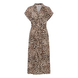 Midikleid B.Young "Kleid BYMMJOELLA", Damen, Gr. 36, N-Gr, beige (birch leopard), Obermaterial: 100% Viskose LENZING ECOVERO CV LenzEcov., Kleider Midikleid