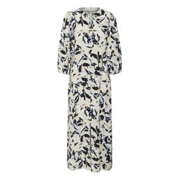 Midikleid Kaffe "Kleid KApedra", Damen, Gr. 40, N-Gr, beige (beige, schwarz, blau blurry leaf), Obermaterial: 50% Viskose CV. 50% Viskose LENZING ECOVERO CV LenzEcov., Kleider Midikleid