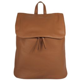 Cityrucksack Samantha Look, Damen, Gr. B/H/T: 30cm x 35cm x 15cm, onesize, cognac, Leder, Rindsleder, Rucks&auml;cke Cityrucksack, echt Leder, Made in Italy