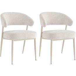 4-Fu&szlig;stuhl Hela "GUARDA", wei&szlig; (beige, perlwei&szlig;, beige), B:53,5cm H:78cm T:55cm, Metall, Polyester, Stoff, St&uuml;hle, 4-Fu&szlig;, Gestell Perlwei&szlig;, Komfortsitz mit Federkorb