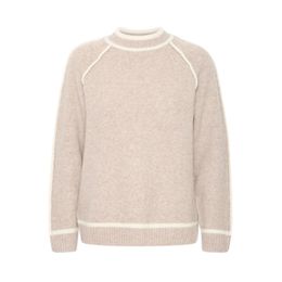 Strickpullover B.Young "Strickpullover BYNINNA", Damen, Gr. S, beige (sepia tint mix), Obermaterial: 50% Polyester PES. 15% Wolle mw. 13% Polyester PES. 9% Polyacryl PAN. 9% Polyamid PA., Pullover Strickpullover