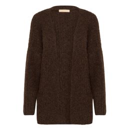 Strickjacke Culture "Strickjacke CUbrava", Damen, Gr. M-L, braun (coffee bean melange), Obermaterial: 59% Polyester PES. 21% Nylon NY. 11% Polyester PES. 8% Wolle mw. 1% Elasthan EL., Strickjacken Strickjacke