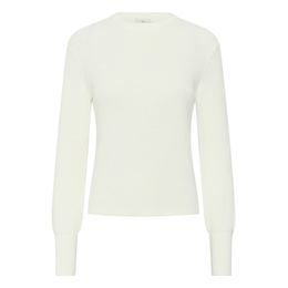 Strickpullover Kaffe "Strickpullover KAvera", Damen, Gr. L, wei&szlig; (chalk), Obermaterial: 65% Polyester PES. 35% Baumwolle CO., Pullover Strickpullover