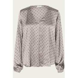 Blusentop Kaffe "Shirtbluse KAluna", Damen, Gr. 36, grau (steeple gray, schwarz dot), Obermaterial: 100% Polyester PES., Blusen Blusentop