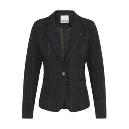 Blusenblazer Ichi "Blazer IHKATE", Damen, Gr. M, schwarz (schwarz, gr&uuml;n check), Obermaterial: 71% Polyester PES. 27% Viskose CV. 2% Elasthan EL., Blazer Blusenblazer