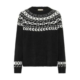 Strickpullover Cream "Strickpullover CRCherrie", Damen, Gr. L, schwarz (pitch schwarz with wei&szlig; jaquard), Obermaterial: 32% Polyacryl PAN. 32% Polyester PES. 20% Wolle mw. 12% Nylon NY. 4% Elasthan EL., Pullover Strickpullover