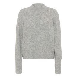 Strickpullover Kaffe "Strickpullover KAstary", Damen, Gr. M, grau (light grau melange), Obermaterial: 51% Polyacryl PAN. 28% Polyester PES. 9% Alpaka WP. 9% Wolle mw. 3% Elasthan EL., Pullover Strickpullover