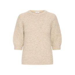 Strickpullover B.Young "Strickpullover BYMILLERS", Damen, Gr. XL, beige (hemp melange), Obermaterial: 64% Polyester PES. 28% Polyacryl PAN. 8% Wolle mw., Pullover Strickpullover