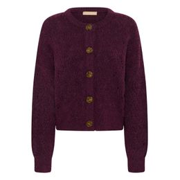 Strickjacke Culture "Strickjacke CUkimmy", Damen, Gr. L-XL, rot (winetasting melange), Obermaterial: 78% Polyester PES. 19% Polyacryl PAN. 3% Elasthan EL., Strickjacken Strickjacke