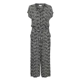 Jumpsuit Kaffe "Overall KAmille", Damen, Gr. 36, N-Gr, schwarz (schwarz, chalk graphic lines), Obermaterial: 100% Viskose LENZING ECOVERO CV LenzEcov., Overalls Jumpsuit
