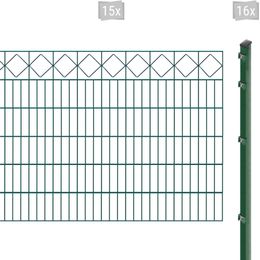 Doppelstabmattenzaun Arvotec "EXCLUSIVE 120 zum Einbetonieren "Karo" mit Zierleiste", gr&uuml;n (dunkelgr&uuml;n), H:120cm, Kunststoff, Stahl, Zaunelemente, Zaunh&ouml;he 120 cm, Zaunl&auml;nge 2 - 60 m
