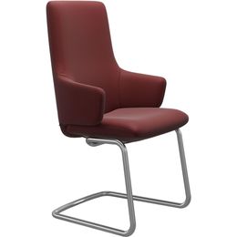 Polsterstuhl stressless "Laurel", rot (cherry paloma, chrom gl&auml;nzend), B:58cm H:105cm T:60cm, Leder PALOMA: PALOMA ist ein durchgef&auml;rbtes Semianilin-M&ouml;belleder mit nat&uuml;rlicher Narbung., St&uuml;hle, Polsterstuhl, High Back mit Armlehne, Gr&ouml;&szlig;e L, mit Beinen aus Stahl in Chrom