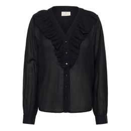 Langarmbluse Kaffe "Langarm-Bluse KAlane", Damen, Gr. 38, schwarz (schwarz deep), Obermaterial: 50% Baumwolle CO. 50% Viskose CV., Blusen