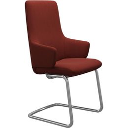 Polsterstuhl stressless "Laurel", rot (rot dinamica, chrom gl&auml;nzend), B:58cm H:105cm T:60cm, Microfaser DINAMICA (88% Polyester, 12% Polyurethan), St&uuml;hle, Polsterstuhl, High Back mit Armlehne, Gr&ouml;&szlig;e L, mit Beinen aus Stahl in Chrom