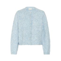 Strickjacke Kaffe "Strickjacke KAmartha", Damen, Gr. XL, blau (windward blau melange), Obermaterial: 79% Polyester PES. 15% Polyacryl PAN. 6% Wolle mw., Strickjacken Strickjacke