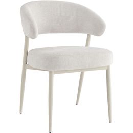 4-Fu&szlig;stuhl Hela "GUARDA", wei&szlig; (beige, perlwei&szlig;, beige), B:53,5cm H:78cm T:55cm, Metall, Polyester, Stoff, St&uuml;hle, 4-Fu&szlig;, Gestell Perlwei&szlig;, Komfortsitz mit Federkorb