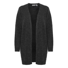 Strickjacke Fransa "Strickjacke FRSANNY", Damen, Gr. L, grau (charcoal melange), Obermaterial: 55% Polyester PES. 30% Wolle mw. 10% Nylon NY. 5% Elasthan EL., Strickjacken Strickjacke