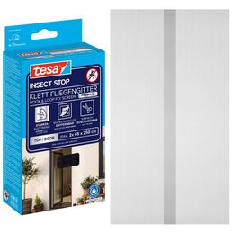 Insektenschutz-T&uuml;r Tesa "Klett Fliegengitter Premium f&uuml;r T&uuml;ren - ohne Bohren", schwarz (rahmen: schwarz gewebe: schwarz), B:130cm H:250cm, Insektenschutzgitter, selbstklebende Insektenschutz - (2 x 65cm )120cm x 250cm