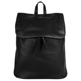 Cityrucksack Samantha Look, Damen, Gr. B/H/T: 30cm x 35cm x 15cm, onesize, schwarz, Leder, Rindsleder, Rucks&auml;cke Cityrucksack, echt Leder, Made in Italy