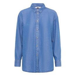 Langarmhemd B.Young "Langarm - Hemd BYKOSMO", Damen, Gr. 42, N-Gr, blau (mid blau denim), Obermaterial: 100% Lyocell CLY., Hemden