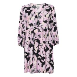 Midikleid Kaffe "Kleid KAvictoria", Damen, Gr. 38, N-Gr, schwarz (schwarz, pink graphic strokes), Obermaterial: 80% Viskose CV. 20% Polyamid PA., Kleider Midikleid