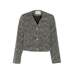 Blusenblazer Kaffe "Blazer KAminella", Damen, Gr. 44, grau (schwarz, wei&szlig; boucle), Obermaterial: 100% Polyester PES., Blazer Blusenblazer