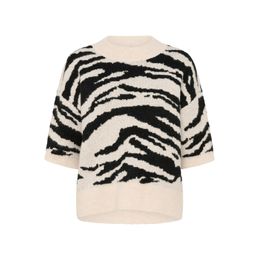 Strickpullover Kaffe "Strickpullover KAsandra", Damen, Gr. L, wei&szlig; (turtledove, schwarz animal), Obermaterial: 53% Polyester PES. 39% Polyacryl PAN. 5% Wolle mw. 3% Elasthan EL., Pullover Strickpullover