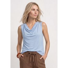 Shapingtop Street One, Damen, Gr. 38, blau (cashmere blau), Jersey, Obermaterial: 70% Modal, 30% Polyester, unifarben, h&uuml;ftbedeckend, Rundhals, abgesteppte Kante, Tops, Sommertop mit Wasserfall-Ausschnitt