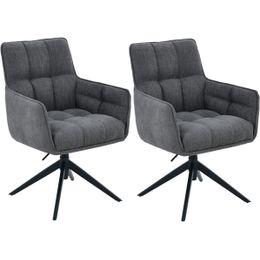 Drehstuhl Hela "POMBA", grau (anthrazit, schwarz, anthrazit), B:61cm H:88,5cm T:65cm, Metall, Polyester, Stoff, St&uuml;hle, Drehstuhl, 360 drehbar, h&ouml;henverstellbar, Federkorb, Armlehnen, 140kg belastbar