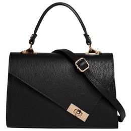 Henkeltasche CLUTY, Damen, Gr. B/H/T: 24cm x 16cm x 10cm onesize, schwarz, Leder, leicht gl&auml;nzend, unifarben, Taschen, echt Leder, Made in Italy