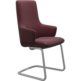 Polsterstuhl stressless "Laurel", rot (bordeaux batick, chrom gl&auml;nzend), B:58cm H:105cm T:60cm, Leder BATICK: BATICK ist ein leicht korrigiertes, durchgef&auml;rbtes und genarbtes M&ouml;belleder, bei dem die meisten Unebenheiten und Spuren in der Regel entfernt wurden., St&uuml;hle, Polsterstuhl, High Back mit Armlehne, Gr&ouml;&szlig;e L, mit Beinen aus Stahl in Chrom