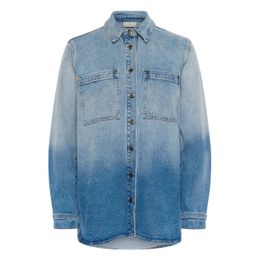 Jeansbluse Kaffe "Jeanshemd KAmiala", Damen, Gr. 36, blau (light blau denim ombre), Obermaterial: 98% Baumwolle CO. 2% Elasthan EL., Blusen Jeansbluse