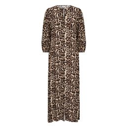 Midikleid Kaffe "Kleid KApedra", Damen, Gr. 38, N-Gr, beige (naturel leopard print), Obermaterial: 50% Viskose CV. 50% Viskose LENZING ECOVERO CV LenzEcov., Kleider Midikleid
