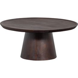 Couchtisch Woood "Coffee A Gogo mit Massivmangoholz und bauchigem Standfu&szlig; &Oslash; 90 x 40 cm", walnuss, B:90cm H:40cm T:90cm, Tische, Couchtisch, Tischblattdicke 4 cm, umlaufender Randerh&ouml;hung, Tragkraft 15 kg