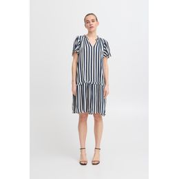 Midikleid Ichi "Kleid IHMARRAKECH", Damen, Gr. M, N-Gr, blau (total eclipse dotted stripe ao), Obermaterial: 100% Viskose CV., Kleider Midikleid