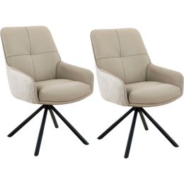 Armlehnstuhl Hela "FARO", cappuccino, beige, schwarz, cappuccino, B:61,5cm H:89,5cm T:67cm, Leder, Metall, Polyester, Stoff, St&uuml;hle, Armlehnstuhl, 360 drehbar, Materialkombi, Echtleder, Armlehnen