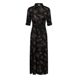 Midikleid Kaffe "Kleid KAvelana", Damen, Gr. 34, N-Gr, schwarz (schwarz_braun flowers), Obermaterial: 100% Viskose LENZING ECOVERO CV LenzEcov., Kleider Midikleid
