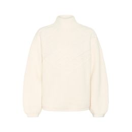 Strickpullover Kaffe "Strickpullover KAmaddie", Damen, Gr. M, wei&szlig; (chalk), Obermaterial: 47% Polyacryl PAN. 35% Polyester PES. 13% Polyamid PA. 5% Wolle mw., Pullover Strickpullover