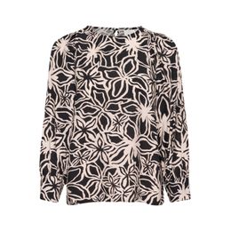 Langarmbluse Kaffe "Langarm-Bluse KAhannah", Damen, Gr. 36, schwarz (schwarz, light beige flower), Obermaterial: 80% Viskose CV. 20% Polyamid PA., Blusen