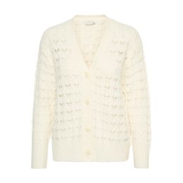 Strickjacke Kaffe "Strickjacke KAelena", Damen, Gr. S, wei&szlig; (chalk), Obermaterial: 50% Baumwolle CO. 50% Polyacryl PAN., Strickjacken Strickjacke