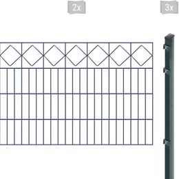 Doppelstabmattenzaun Arvotec "EXCLUSIVE 80 zum Einbetonieren "Karo" mit Zierleiste", grau (anthrazit), H:80cm, Kunststoff, Stahl, Zaunelemente, Zaunh&ouml;he 80 cm, Zaunl&auml;nge 2 - 60 m