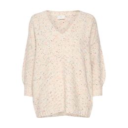 Strickpullover Kaffe "Strickpullover KApaige", Damen, Gr. L, beige (cr&eacute;me br&ucirc;l&eacute;e melange multi dot), Obermaterial: 64% Polyacryl PAN. 21% Polyester PES. 15% Baumwolle CO., Pullover Strickpullover