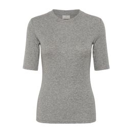 Longtop Kaffe "Langarm-Shirt KAiben", Damen, Gr. XL, grau (grau melange), Obermaterial: 77% Modal TENCEL CMD(Lenzing). 19% Wolle mw. 4% Elasthan EL., Tops