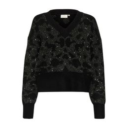 Strickpullover Kaffe "Strickpullover KAmirjam", Damen, Gr. L, schwarz (schwarz deep), Obermaterial: 47% metallisierte Fasern MTF. 29% Polyacryl PAN. 22% Polyamid PA. 2% Elasthan EL., Pullover Strickpullover
